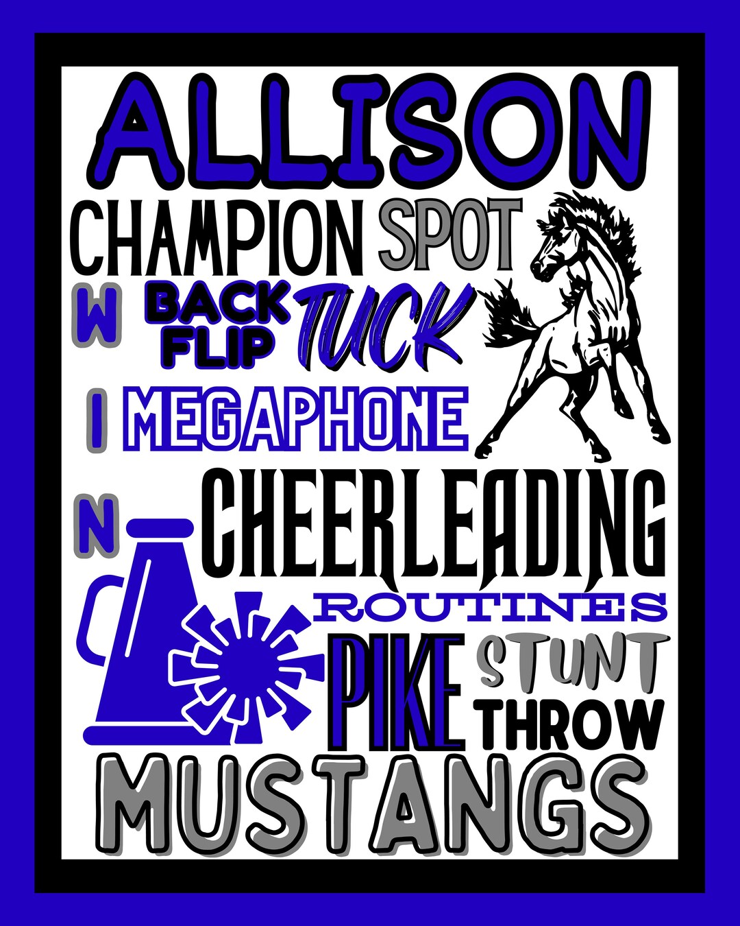 Cheerleading Print, Cheer Print, Custom Cheerleading Poster ...