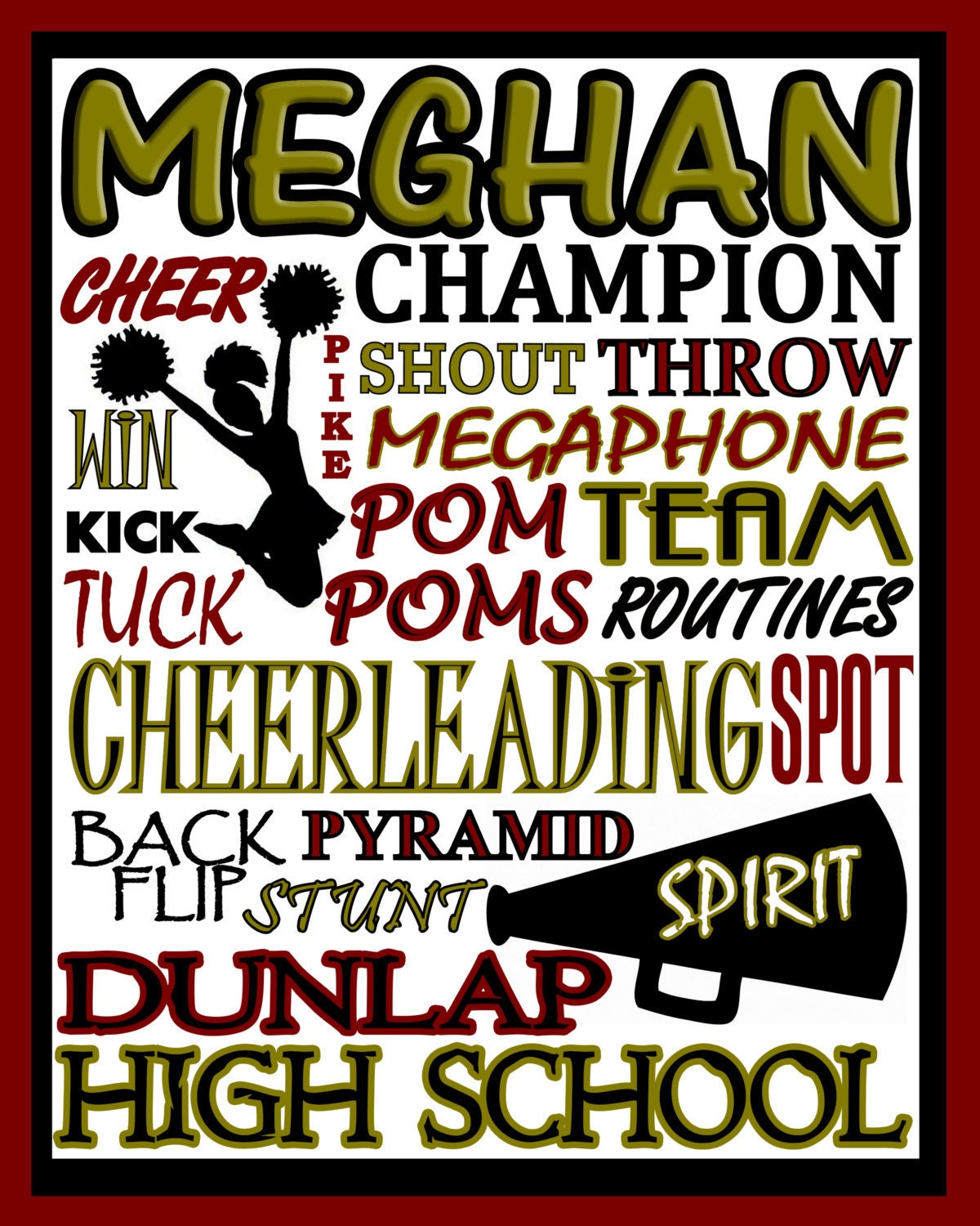 Cheerleading Print, Cheer Print, Custom Cheerleading Poster ...