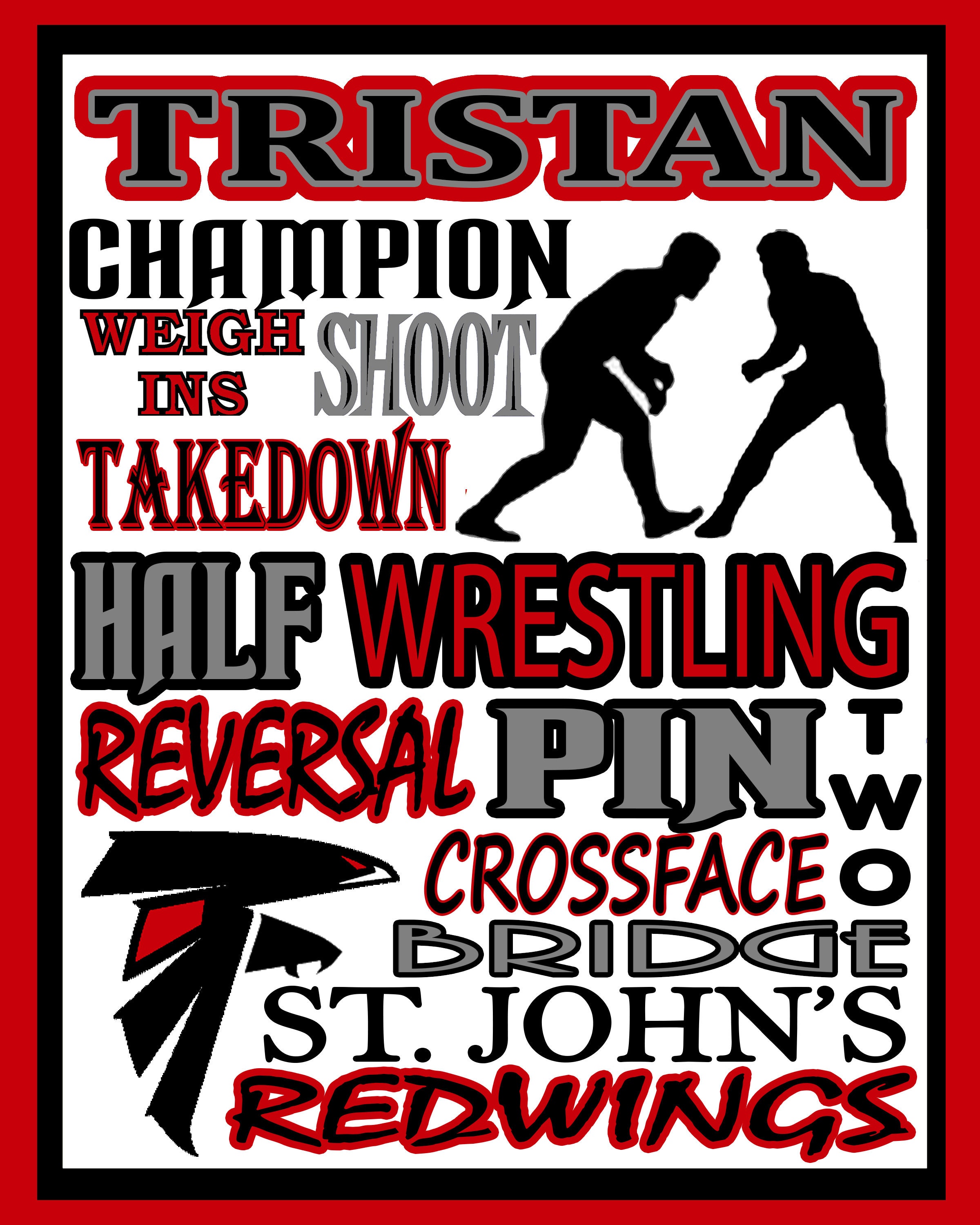 Wrestling Print Custom Wrestling Poster Wrestling Team Gift Wrestling ...