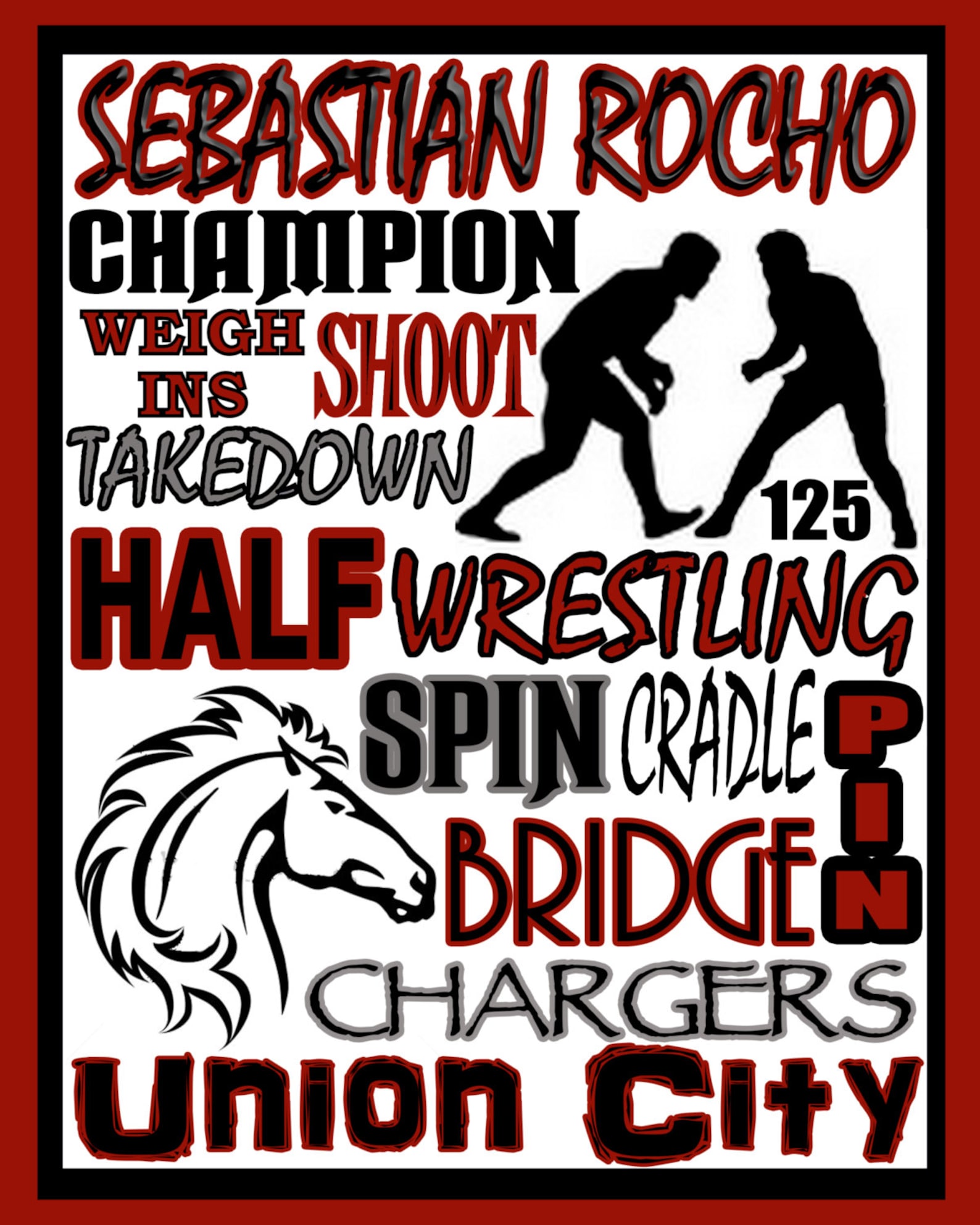 Wrestling Print Custom Wrestling Poster Wrestling Team Gift Wrestling ...