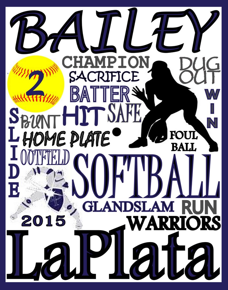 Softball Print Custom Softball Poster Softball Team Gift Etsy
