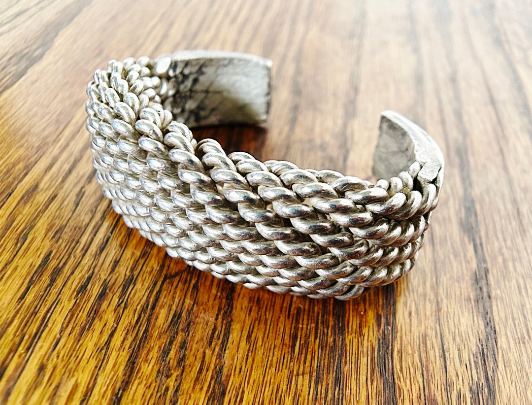Vintage Hill Tribe High Grade Silver Cuff Heavy Chunky Bracelet Hmong ...