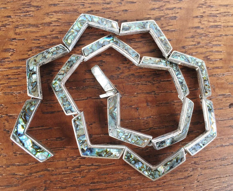 LOS CASTILLO Vintage Sterling Silver Mosaico Azteca Abalone - Etsy