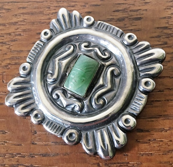 Vintage Sterling Aztec Warrior Silver detailed carved… - Gem