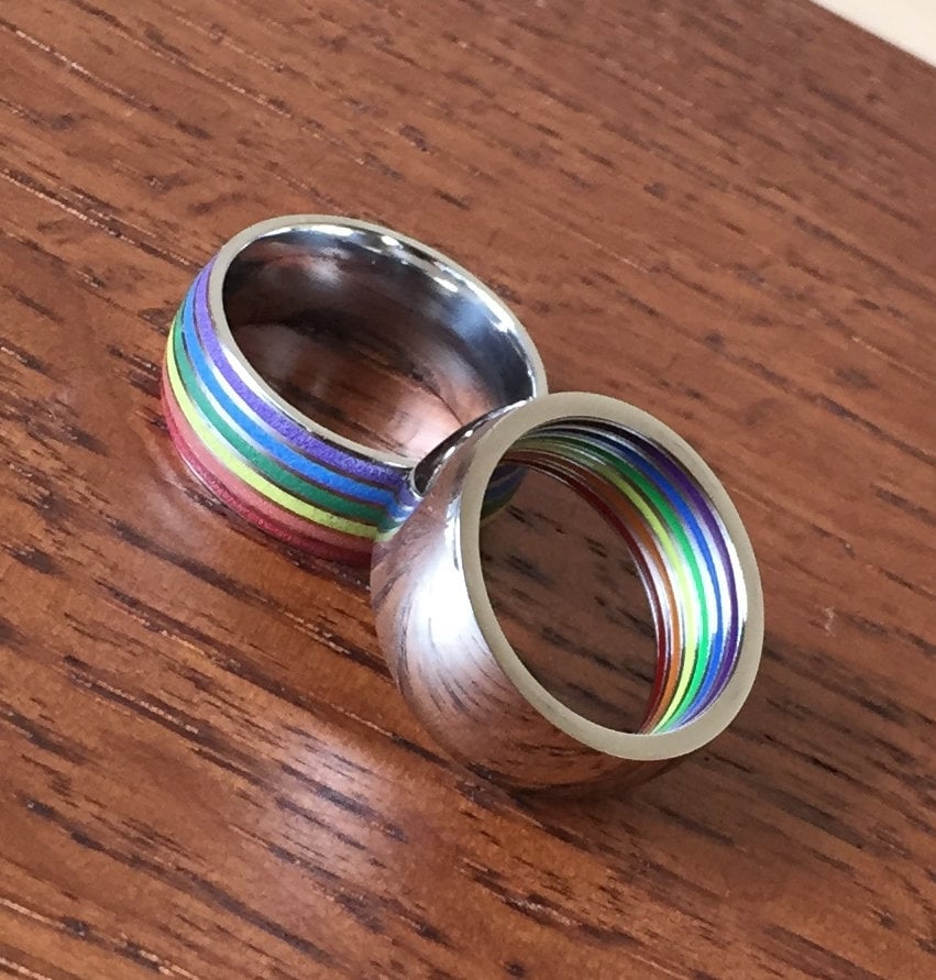 Rainbow Rings Two LGBT Gay Pride Stainless Steel LGBTQ Inner - Etsy