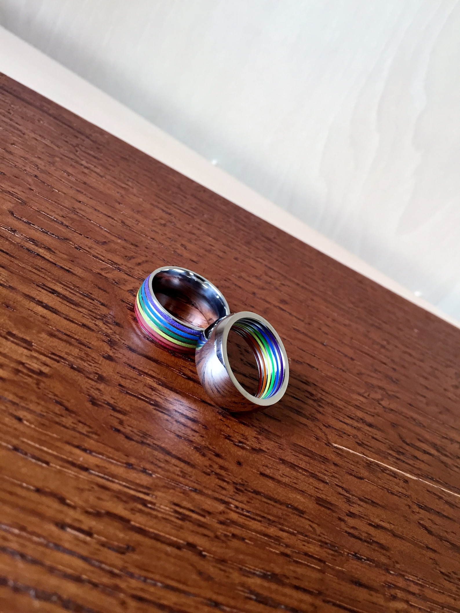 Rainbow Rings Two LGBT Gay Pride Stainless Steel LGBTQ Inner - Etsy