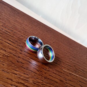 Rainbow Rings Two LGBT Gay Pride Stainless Steel LGBTQ Inner and Outer ...
