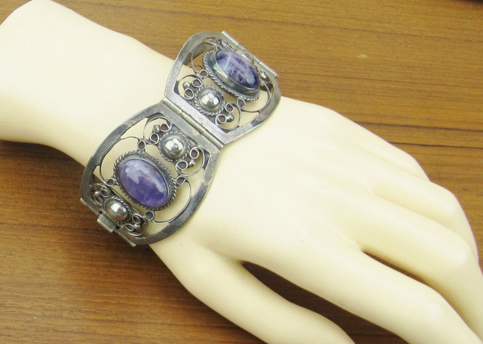 Vintage Mexican Sterling Silver Amethyst Bracelet Hecho En - Etsy