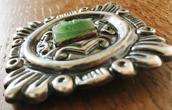 Vintage Sterling Aztec Warrior Silver detailed carved… - Gem