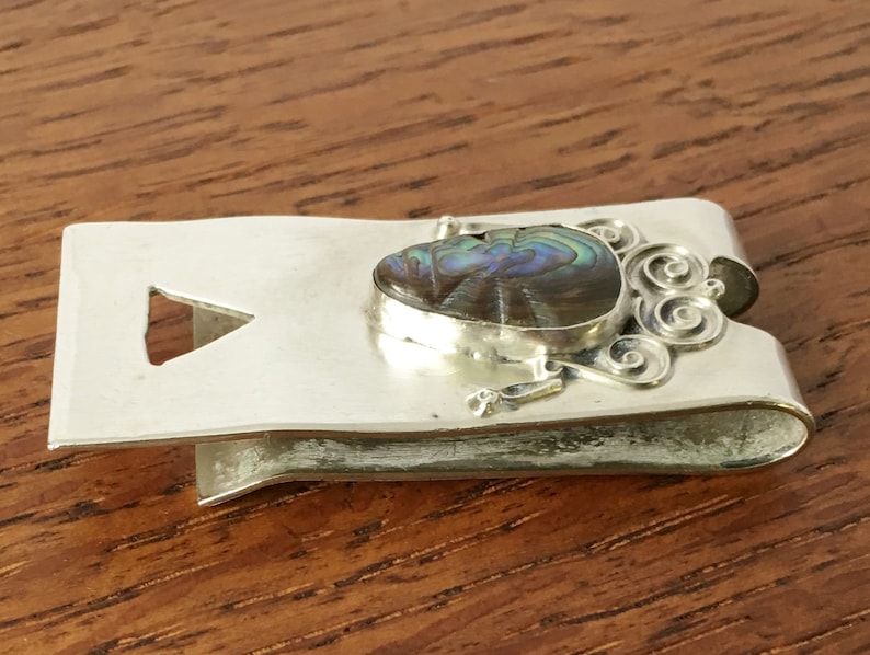 Vintage Sterling Silver Money Clip With Abalone Shell 925 Hecho En ...