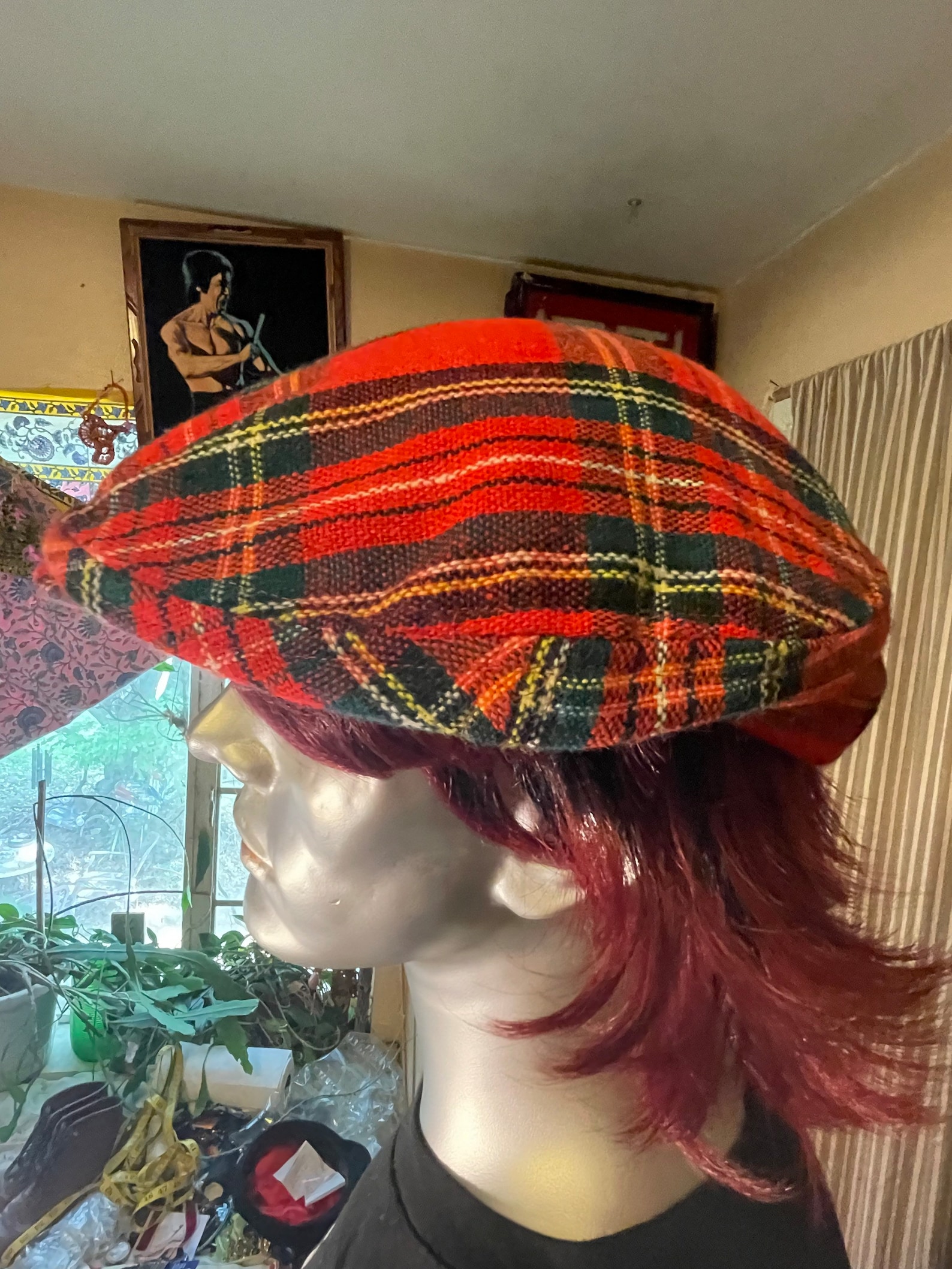 Red Plaid Wool Cap - Etsy