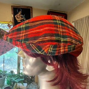 Red Plaid Wool Cap - Etsy