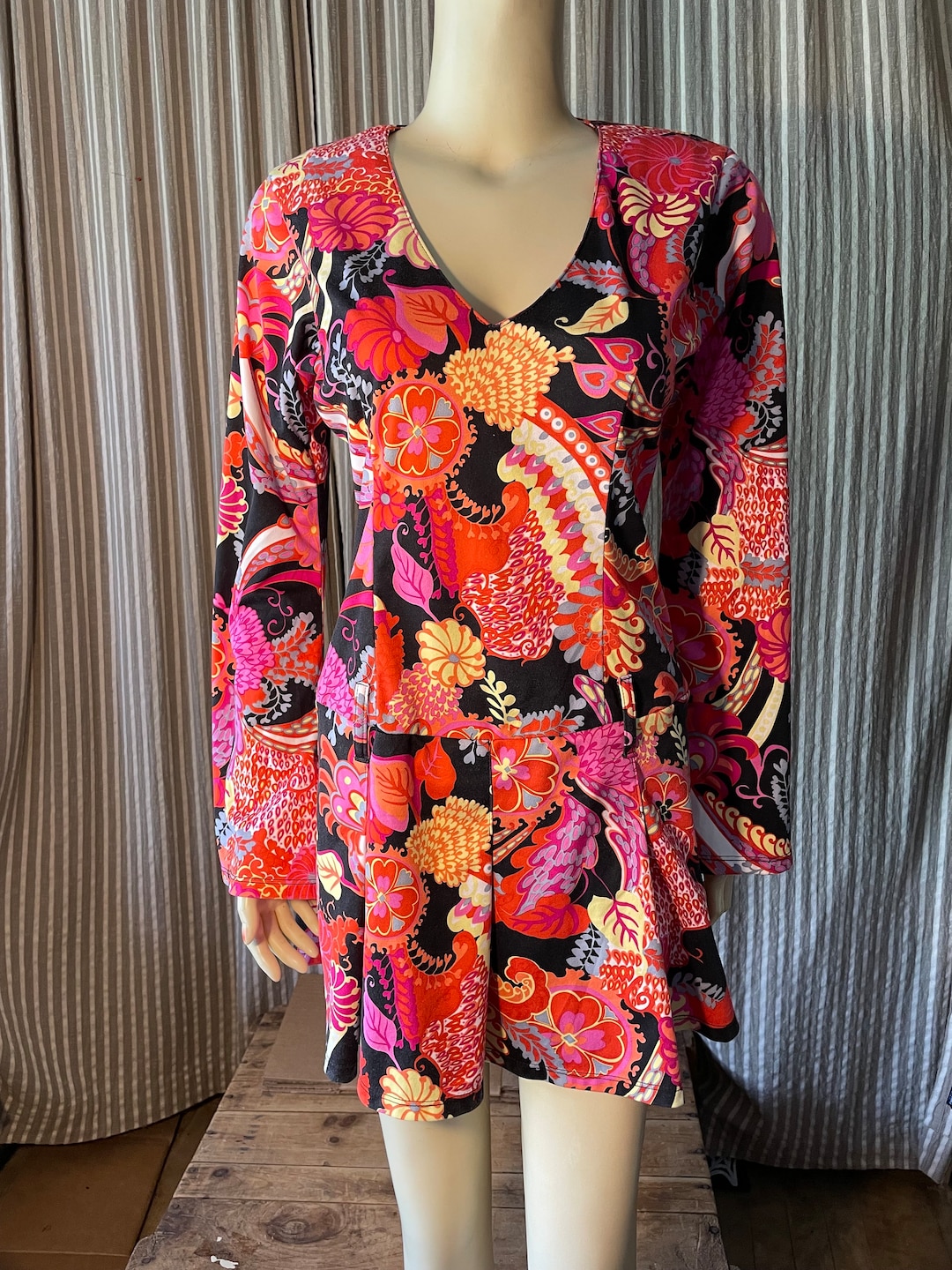 Retro Psychedelic Print Costume Go Go Dress - Etsy