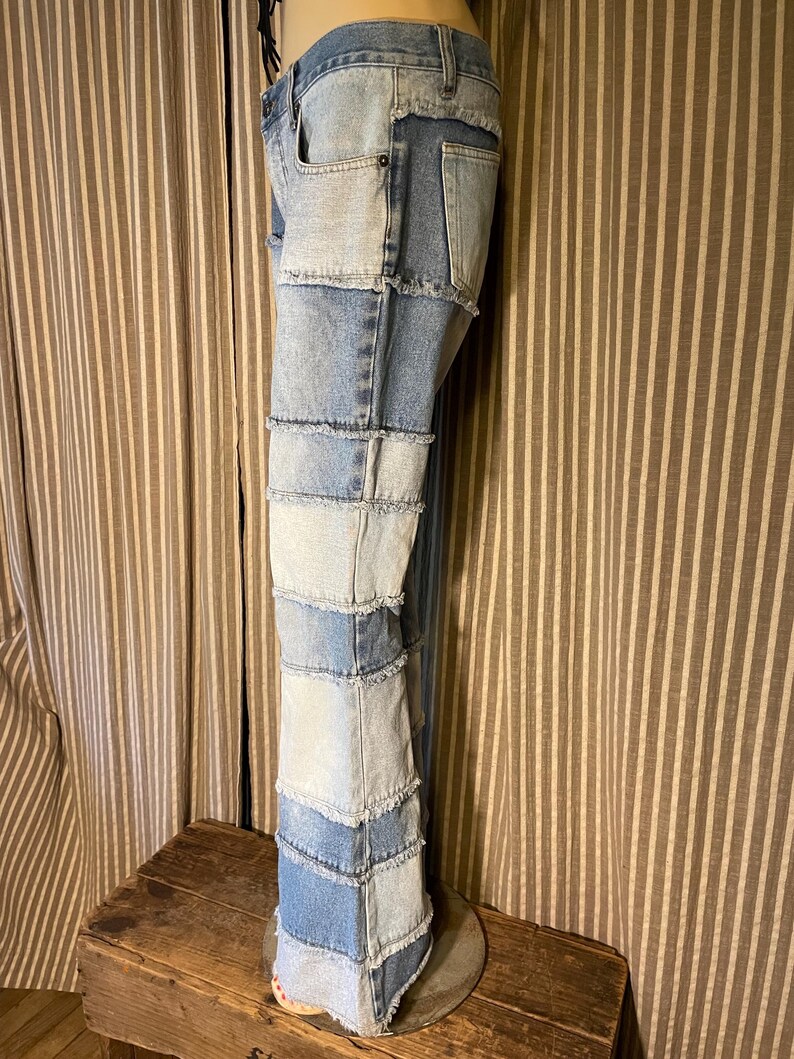 Retro Patchwork Bell Bottom Jeans - Etsy