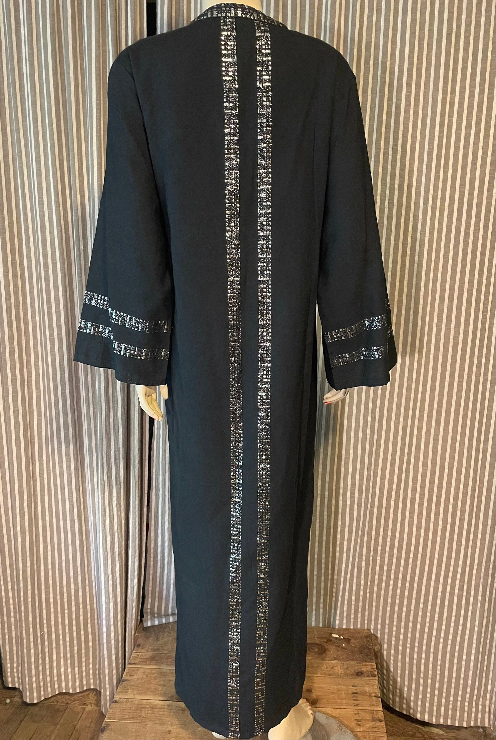 Black Long Pullover Robe With Gold Weave - Etsy
