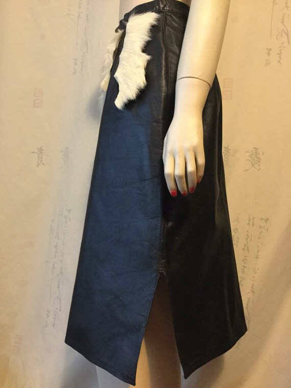 Kim Hadleigh Designs vintage black leather skirt with… - Gem