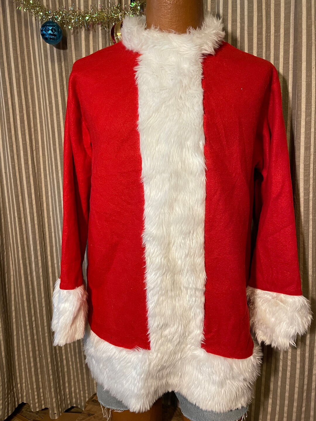 Vintage Plush Red Santa Top With White Fur Trim - Etsy