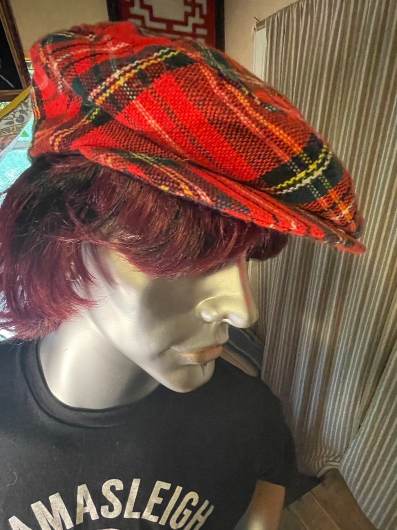 Red Plaid Wool Cap - Etsy