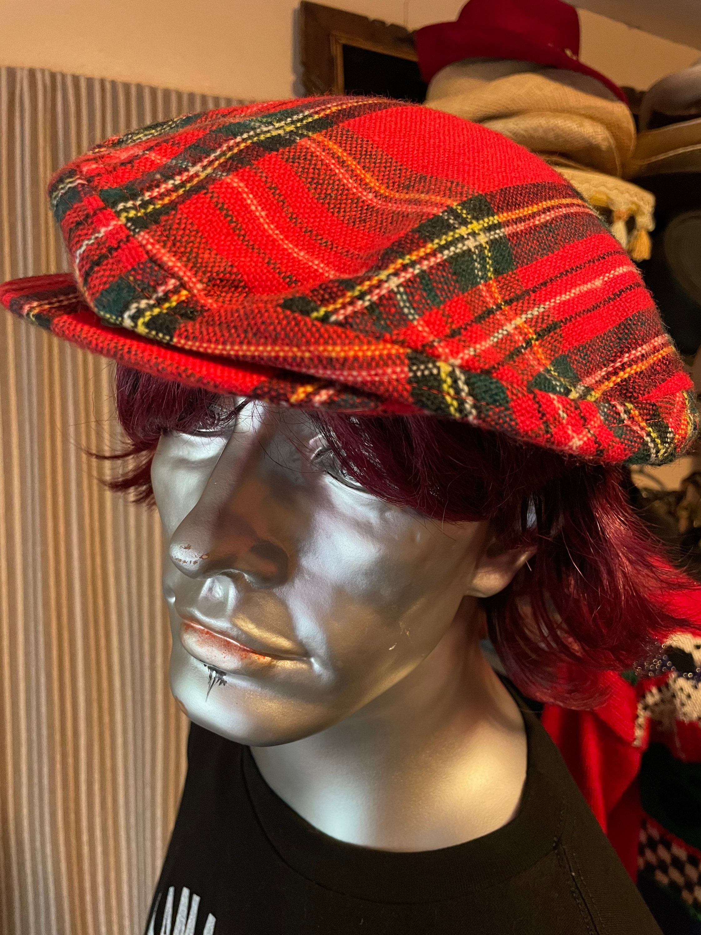 Red Plaid Wool Cap - Etsy
