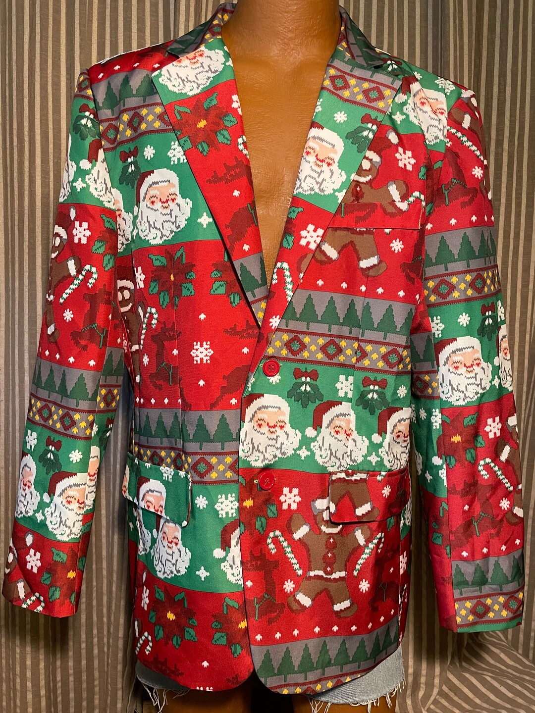 Christmas Mixed Print Suit Jacket - Etsy