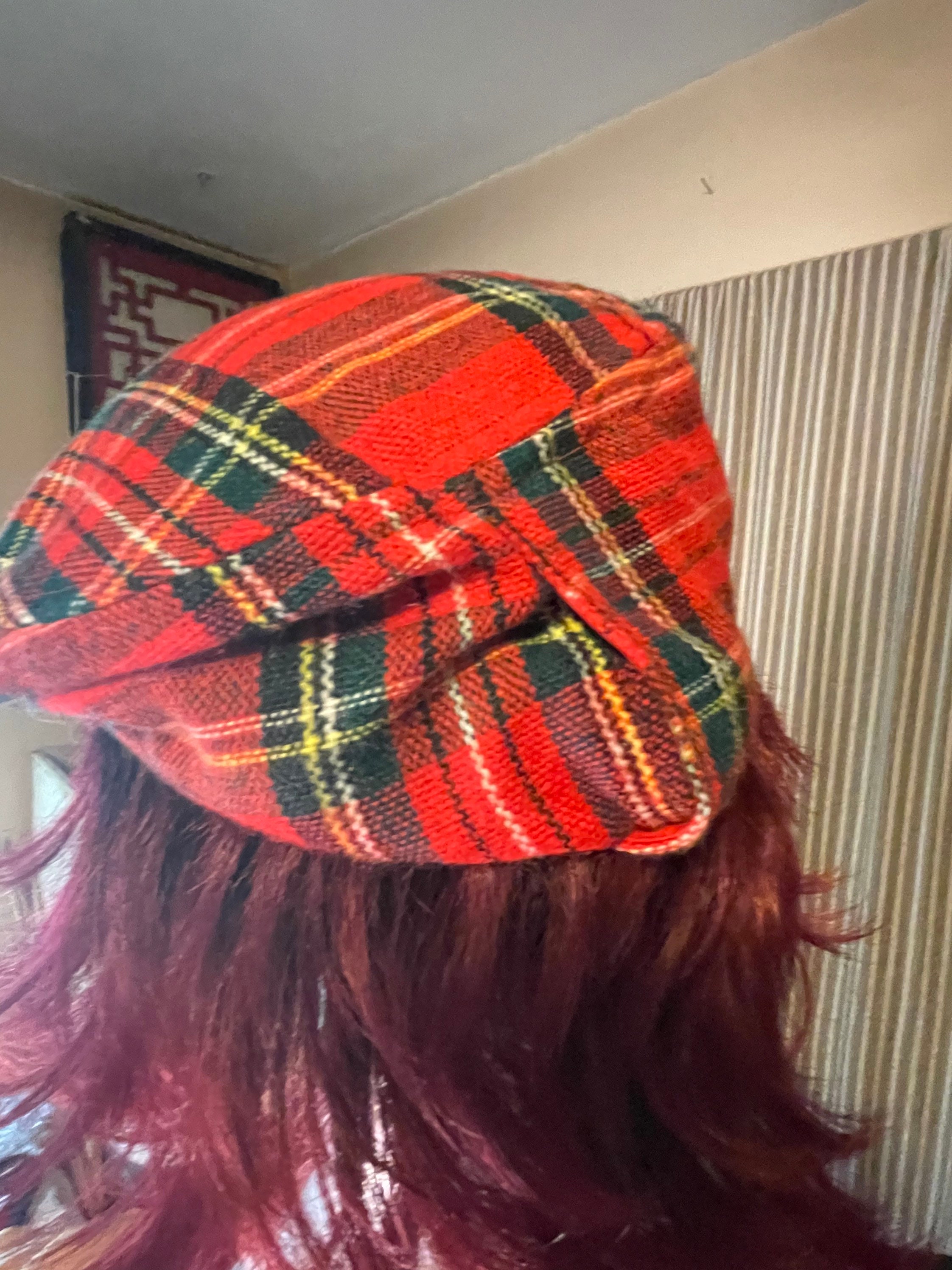 Red Plaid Wool Cap - Etsy
