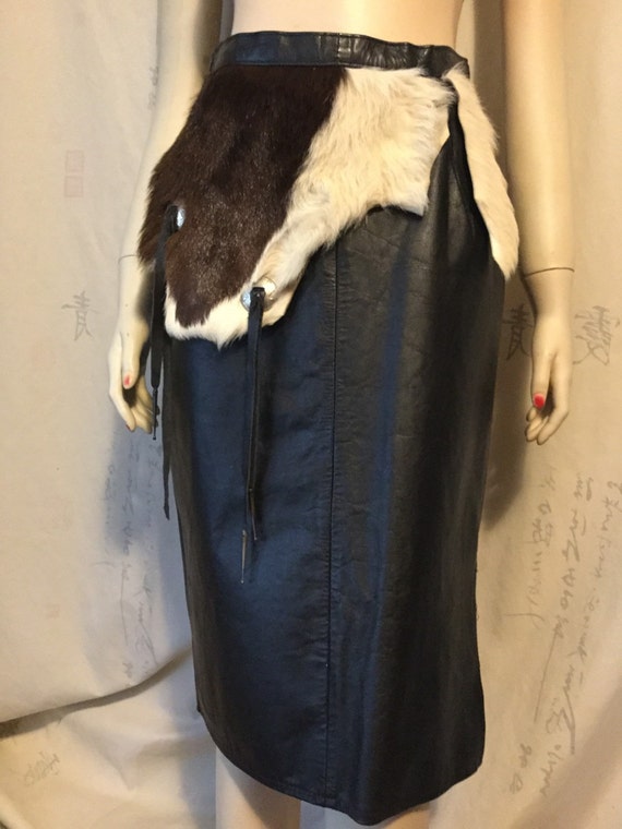 Kim Hadleigh Designs vintage black leather skirt with… - Gem