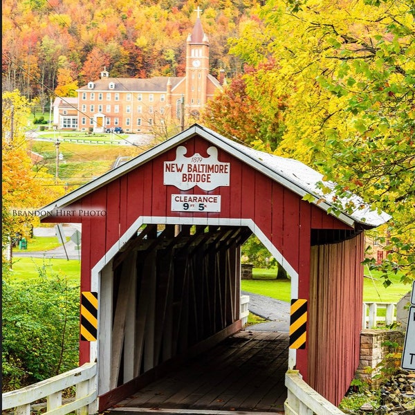 Red Covered Bridge - Etsy