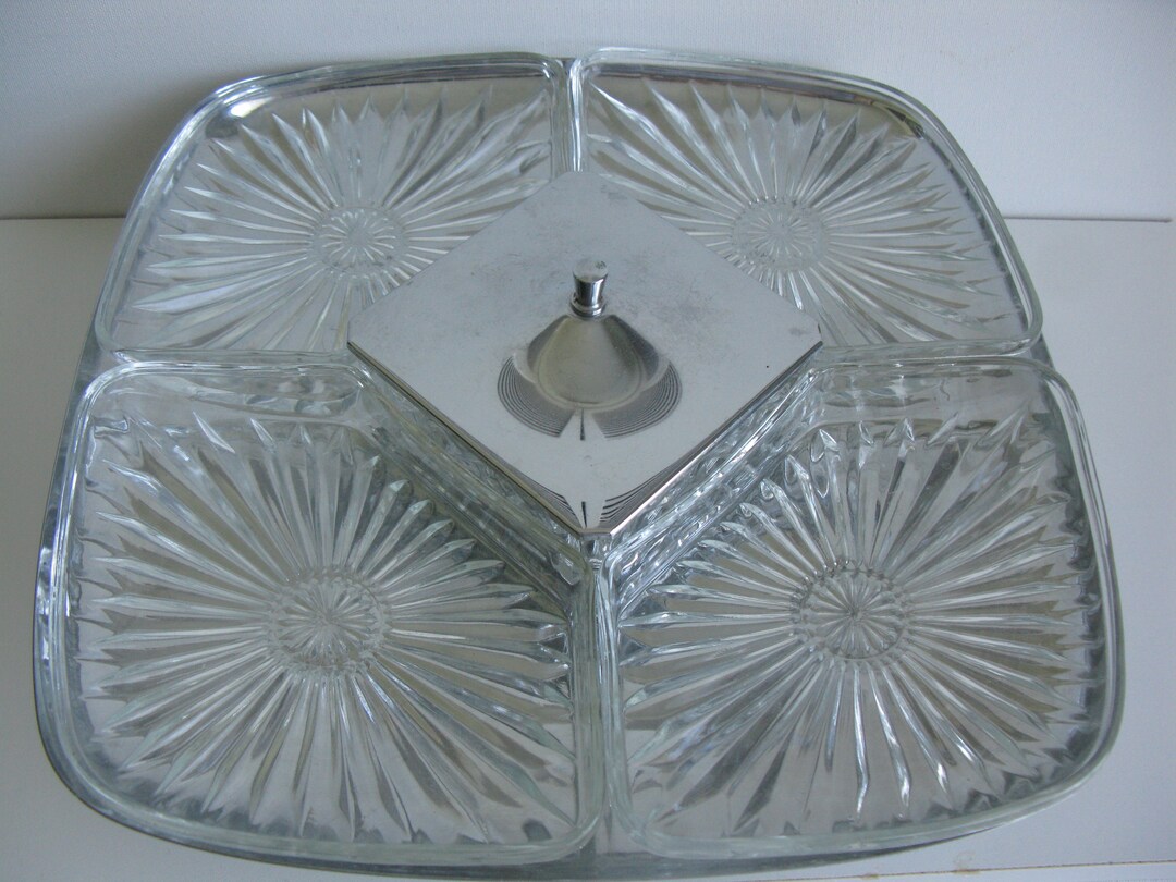 Vintage MCM CHROME Retro Lazy Susan/original Chrome Rotating Tray/4 ...