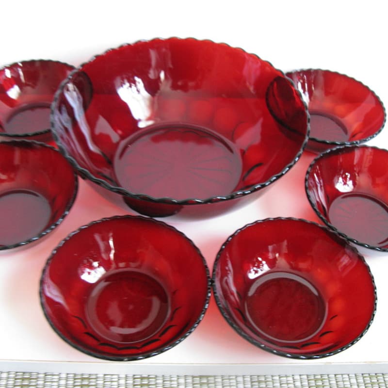 Red Depression Glass - Etsy