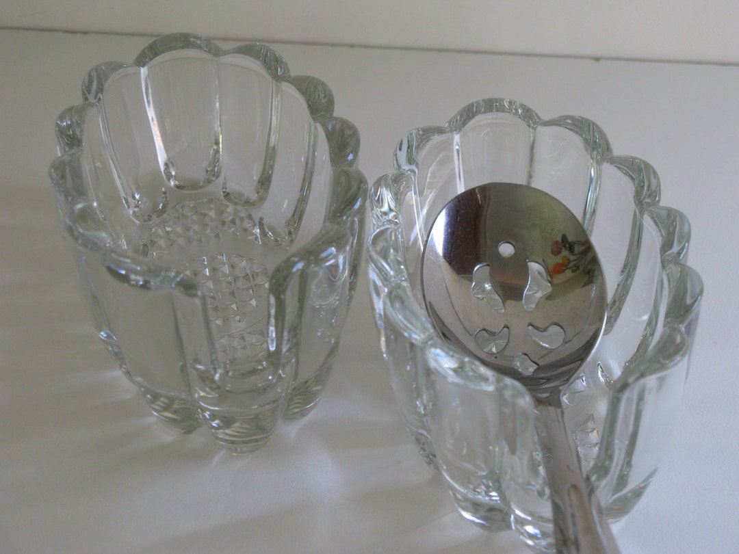 Vtg GLASS SPOON Holders/princess House Glassware/spoon Holders/vintage ...