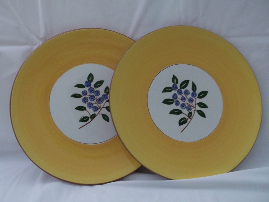 2 Vintage STANGL ARTWARE POTTERY Dinner Plates/blueberry Pattern ...