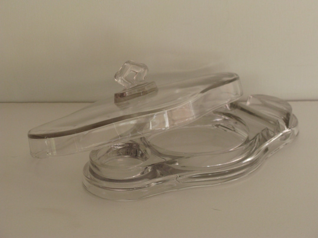 Vtg COVERED GLASS COSMETIC Tray/art Nouveau Style/vtg Dresser Tray ...
