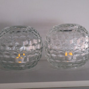 Clear Glass CUBIST CANDLE SET/2 Piece Round Candle Sets/cubist Pattern ...