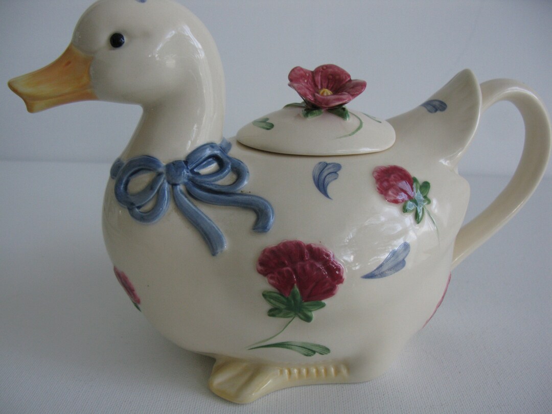 Vintage LENOX Barnyard Collection DUCK TEA Pot/poppies Design/porcelain ...