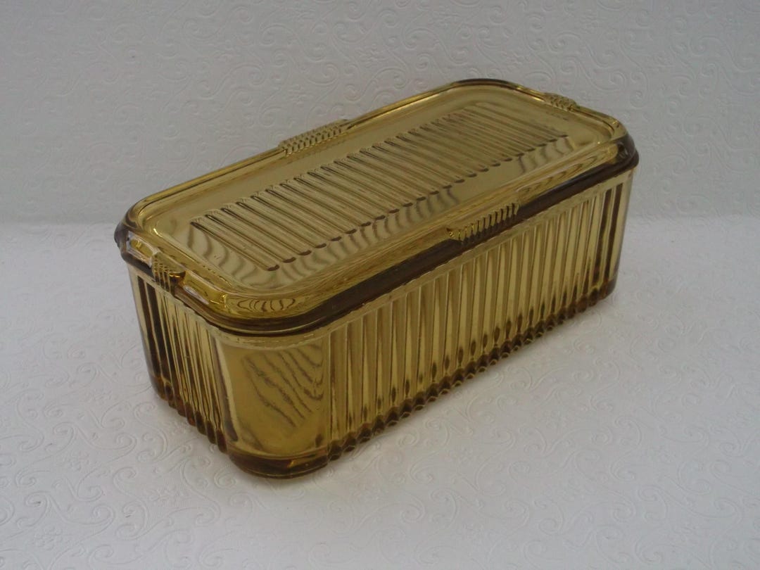Vintage YELLOW REFRIGERATOR STORAGE Dish/2 Piece Casserole Dish/covered ...
