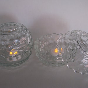Clear Glass CUBIST CANDLE SET/2 Piece Round Candle Sets/cubist Pattern ...