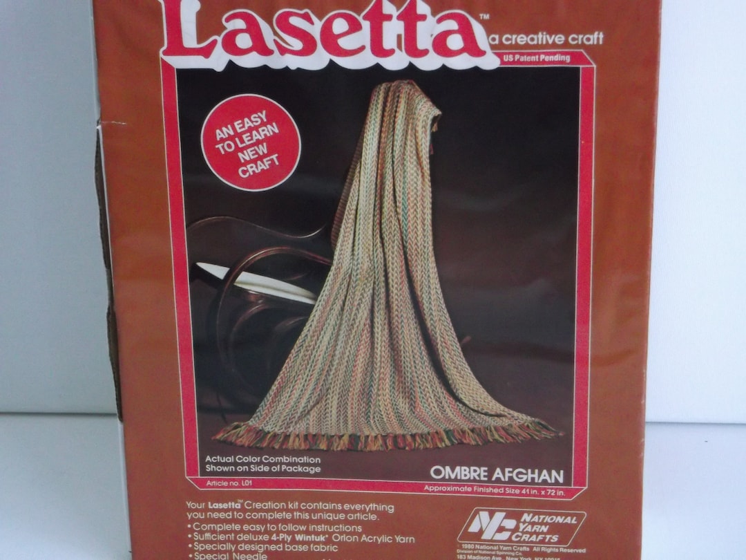 1980 LASETTA OMBRE AFGHAN Kit/craft Kit/fall Splendor Pattern/boho ...