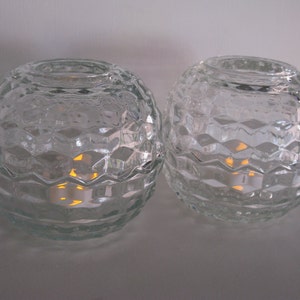 Clear Glass CUBIST CANDLE SET/2 Piece Round Candle Sets/cubist Pattern ...