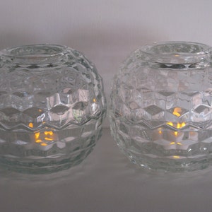 Clear Glass CUBIST CANDLE SET/2 Piece Round Candle Sets/cubist Pattern ...