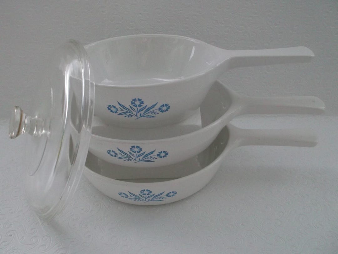 Vtg CORNINGWARE CORNFLOWER Saucepans/blue Cornflower Pattern/corning ...