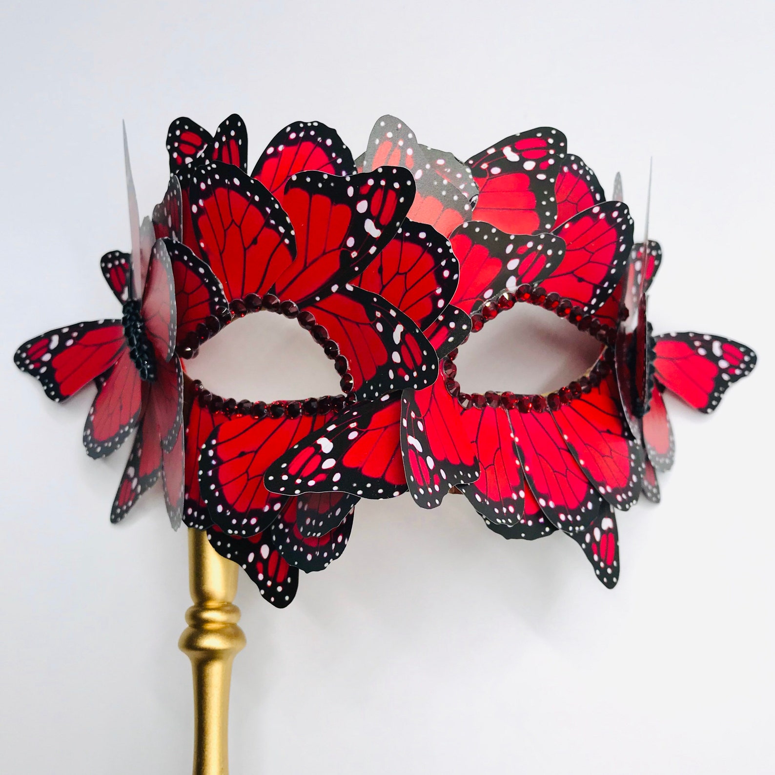 Red Monarch Butterfly Wings & Swarovski Crystals handled - Etsy
