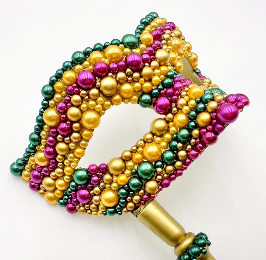 Beaded Royal Wave Mardi Gras Pearls Masquerade Mask - Etsy