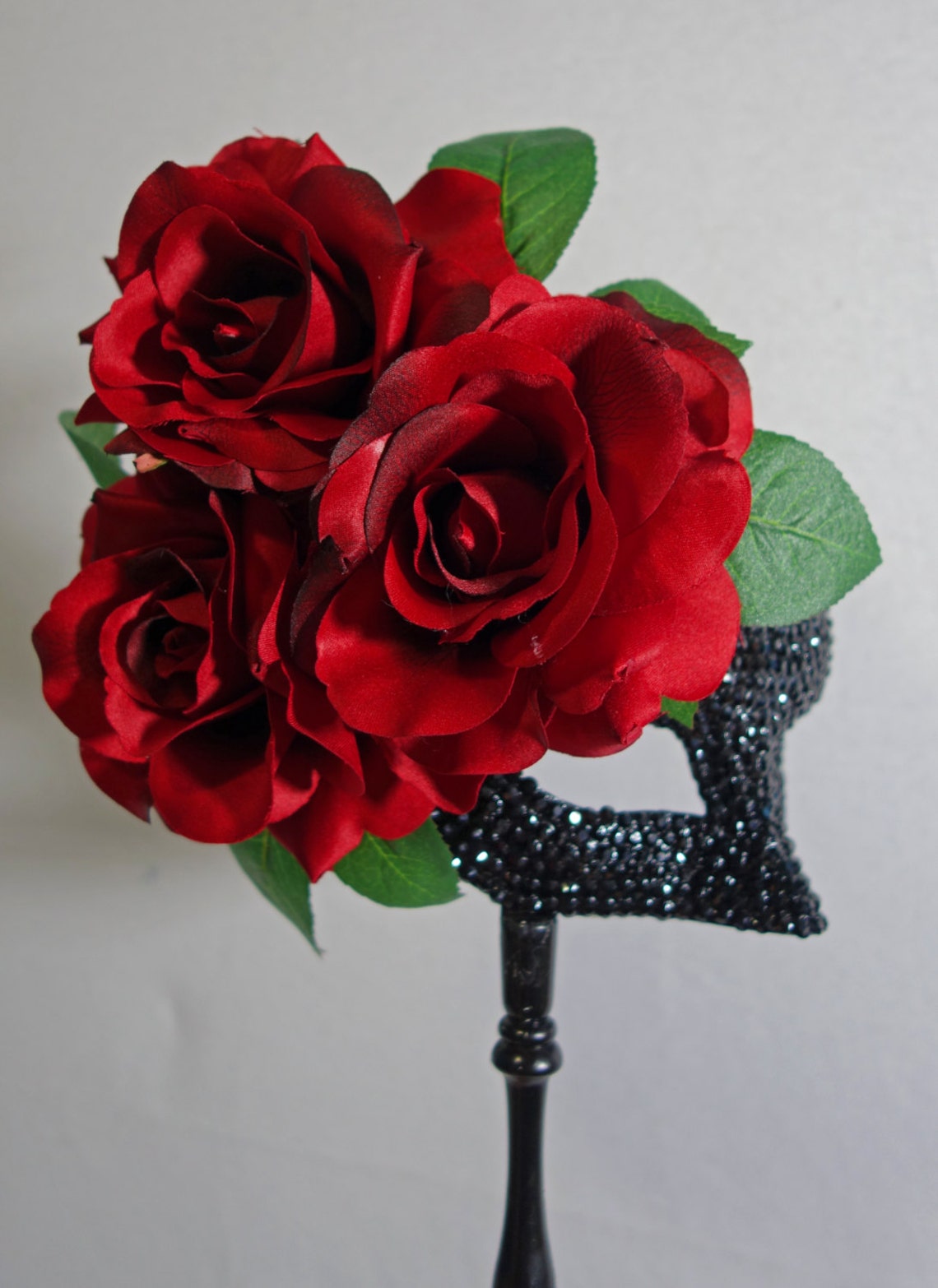 Flamenco Fiesta! (handled) Ruby Red Roses & Black Crystals Masquerade ...