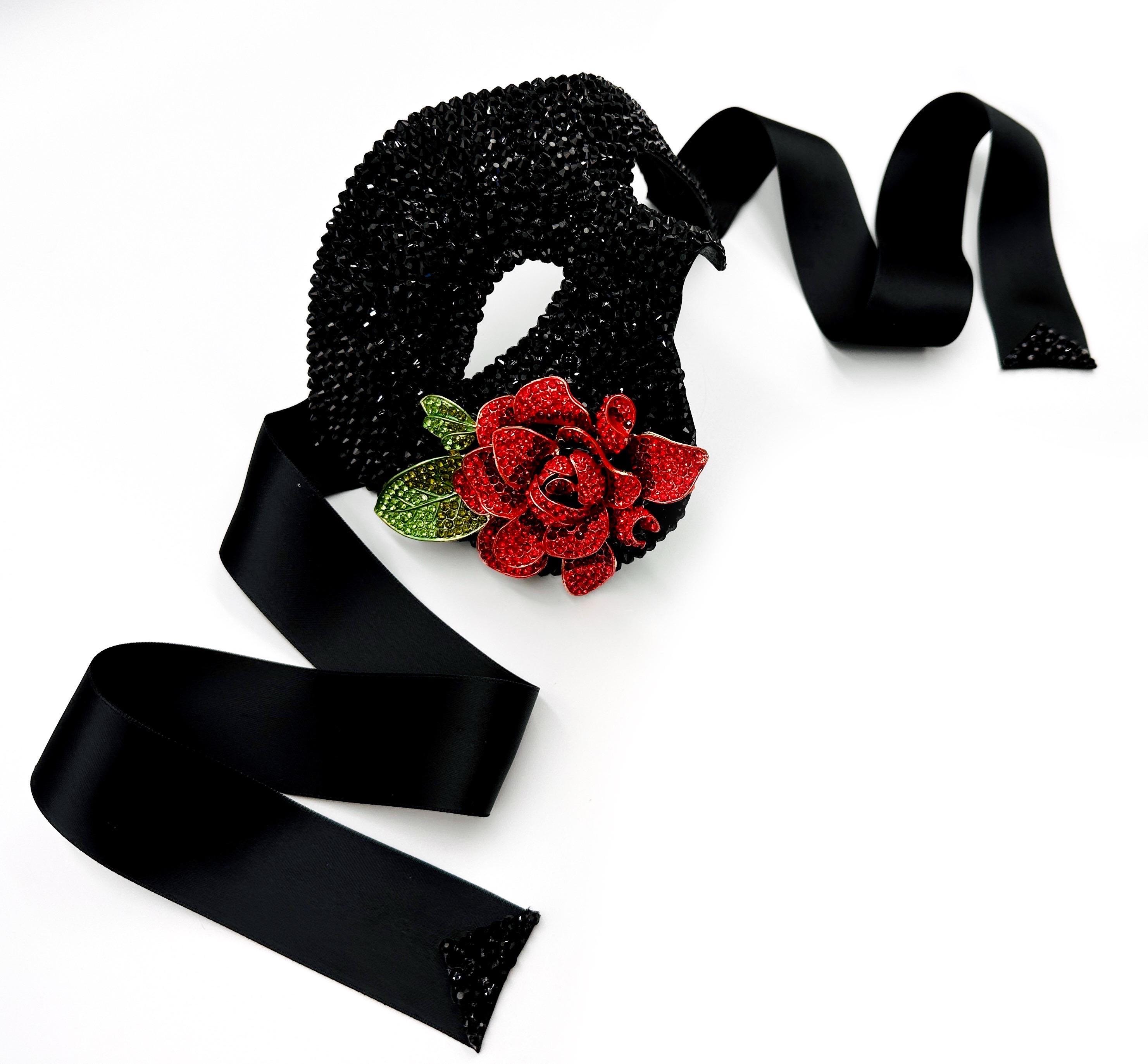 SET OF 2 ~ Phantom's Crimson Rose Black Swarovski Crystal Phantom ...