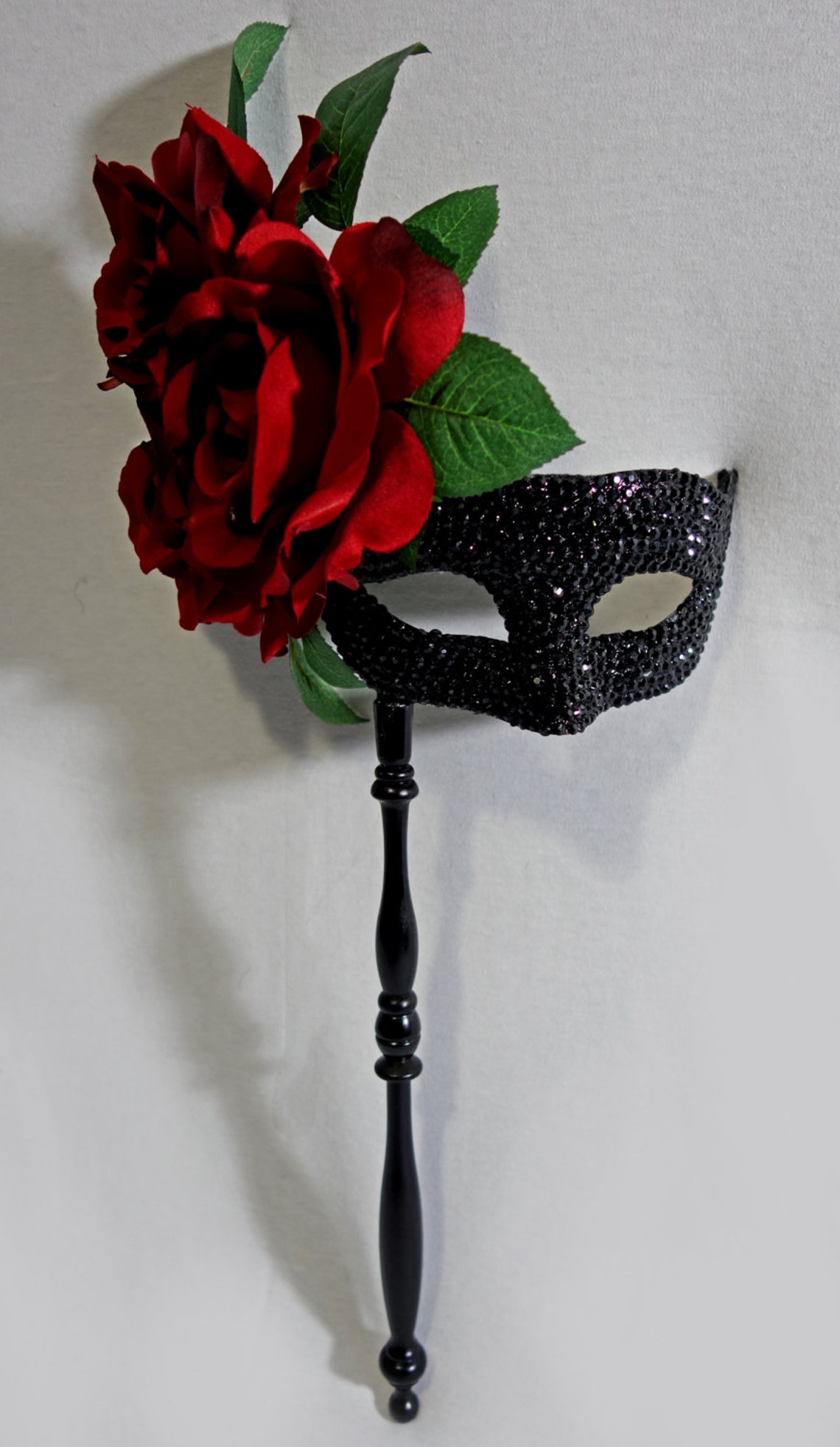 Flamenco Fiesta! (handled) Ruby Red Roses & Black Crystals Masquerade ...