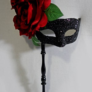 Flamenco Fiesta! (handled) Ruby Red Roses & Black Crystals Masquerade ...