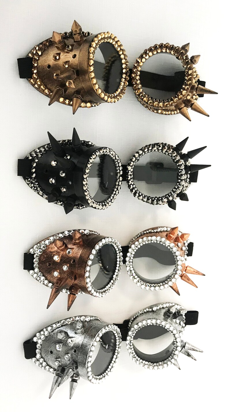 Black & Marcasite Steam Punk Crystallized Spiked Goggles - Etsy