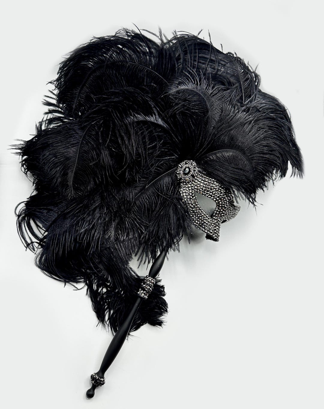Gothic Gala Ostrich Feather & Marcasite Glass Crystals Handled ...