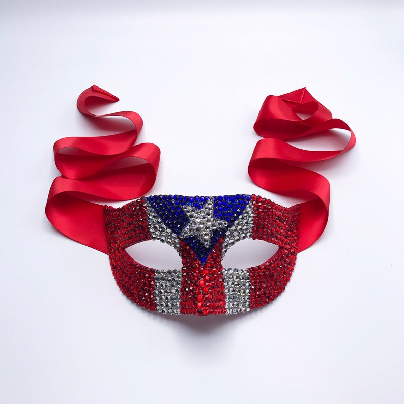 Puerto Rico Flag Swarovski Crystal Masquerade Mask - Etsy