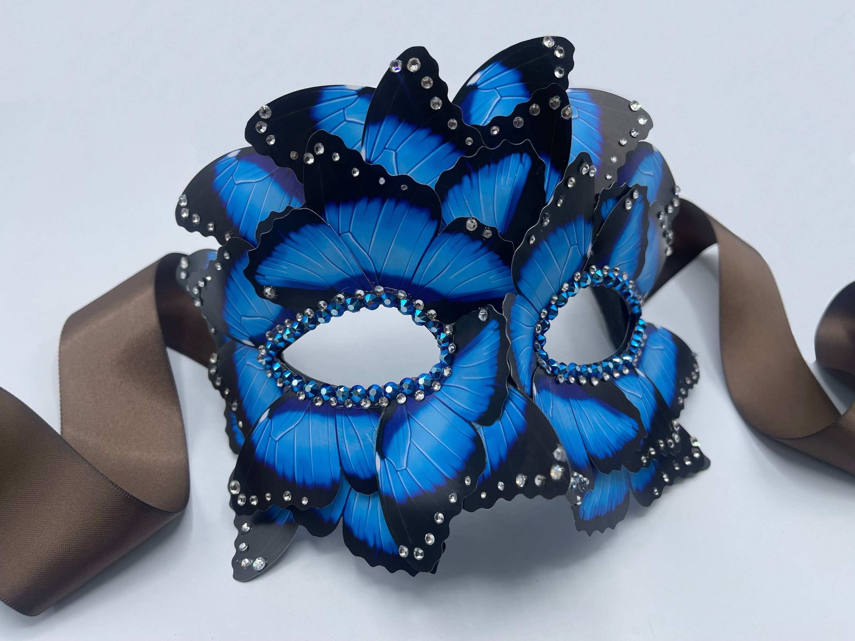 Blue Morpho Butterfly Wings & Swarovski Crystals Masquerade Mask - Etsy